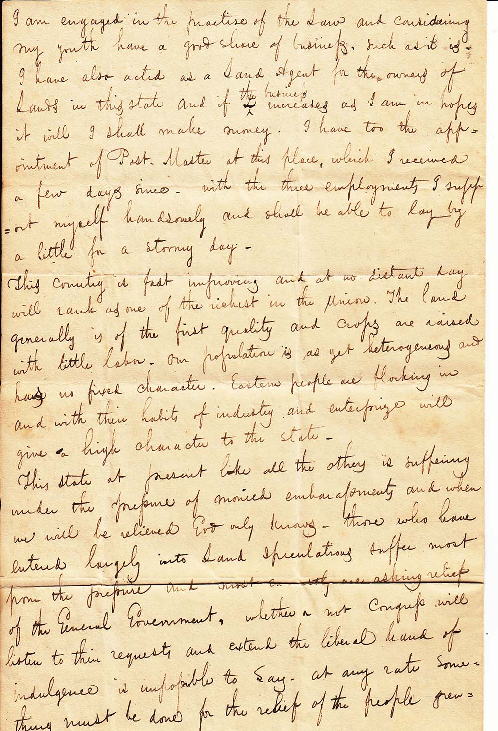 Letter from Sidney Breese to Charles C. Broadhead, Illinois, 1821