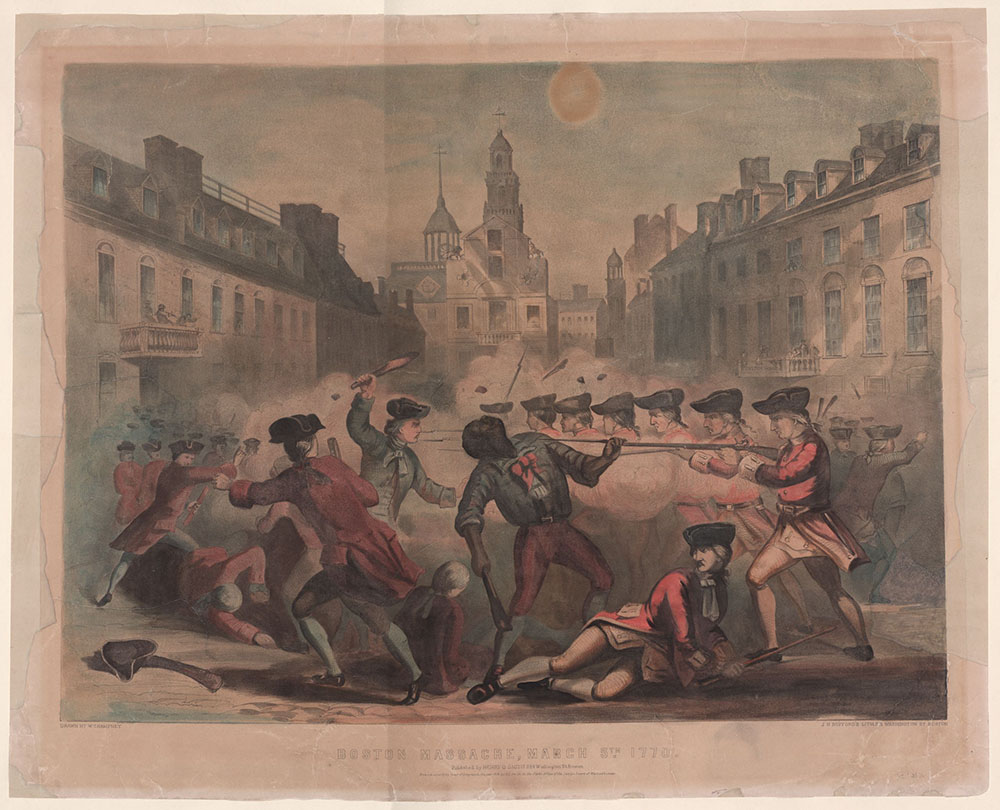 Lithograph “Boston Massacre, March 5th, 1770” by William L. Champney