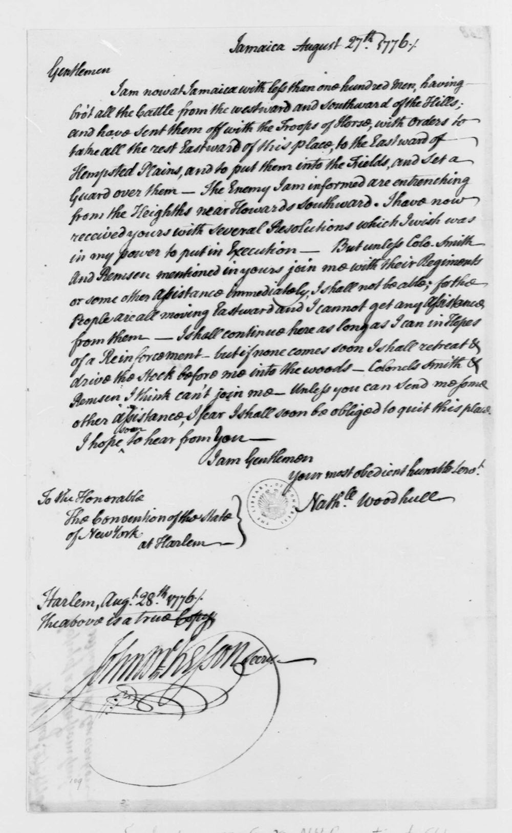 General Nathaniel Woodhull's letter to the New York Convention, August ...