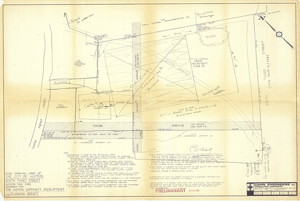 South Third Street Map with Markings for Urban Renewal Plans in Hudson, NY