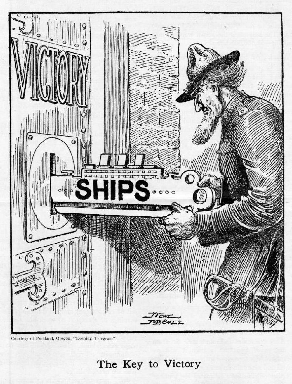 "The Key to Victory" Political Cartoon, World War I, c. 1917