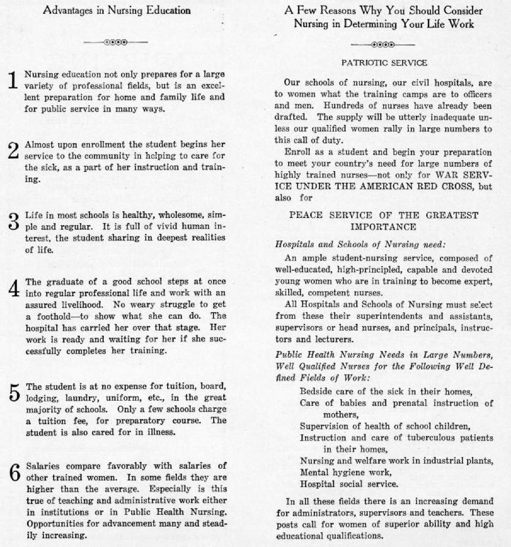 World War I Nurse Recruitment Pamphlet, 1917